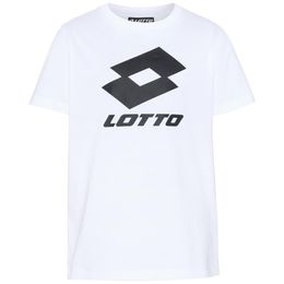 Print-Shirt Lotto, Jungen, Gr. 110/116, wei&szlig; (hellwei&szlig;), 100% Baumwolle, unifarben, normal, Rundhals, gerader Abschluss, Shirts Print-Shirt, - mit angesagtem Crewneck