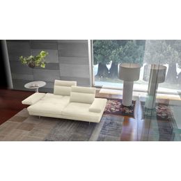 3-Sitzer Calia italia "Toby Wing, 208 cm breit, Designsofa mit hohem Sitzkomfort", wei&szlig; (avorio mario), B:208cm H:90cm T:113cm, Mikrofaser mit Nubuk Optik (100% Polyester), Sofas, inklusive Sitztiefenverstellung, F&uuml;&szlig;e in Chrom gl&auml;nzend