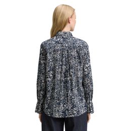 Tom Tailor Damen Hemdbluse, blau, Gr. 46, bedruckt, gemustert, Web, Obermaterial: 53% Baumwolle, 47% Modal, Blusen, mit Muster