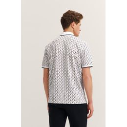 Bugatti Herren Poloshirt "Modern Fit", wei&szlig;, Gr. XL, Rautenmuster, 52% Baumwolle, 44% Polyester, 4% Elasthan, Shirts, mit Rauten-Muster
