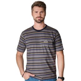 T-Shirt Casamoda "Casamoda T-Shirt gestreift", Herren, Gr. L, blau (gr&uuml;nblau 105), 100% Baumwolle, Shirts T-Shirt