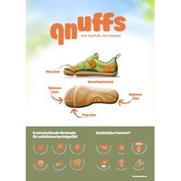 QNUFFS Jungen Barfu&szlig;schuh "Ahorn", Gr. 30tundra, mallow, Lederimitat, Veloursleder, kontrastfarbene Details, Schuhe, Klettschuh, Kinderschuh mit