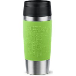 Thermobecher Emsa "Travel Mug Classic, mit 360-Trink&ouml;ffnung, auslaufsicher, rutschfest", gr&uuml;n (limette), H:20,4cm &Oslash;:8,2cm, Edelstahl, Kunststoff, Silikon, Trinkgef&auml;&szlig;e, Thermobecher, 4h hei&szlig;, 8h kalt - 360 ml / 6h hei&szlig;, 12h kalt - 500 ml, 100% dicht