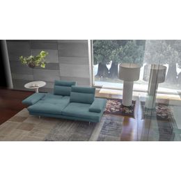 3-Sitzer Calia italia "Toby Wing, 208 cm breit, Designsofa mit hohem Sitzkomfort", blau (azzurro quebec), B:208cm H:90cm T:113cm, Synthetische Faser (100% Polyester), Sofas, inklusive Sitztiefenverstellung, F&uuml;&szlig;e in Chrom gl&auml;nzend