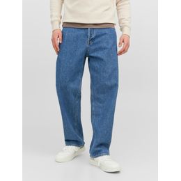 Jack & Jones JACK & JONES Herren Relax-fit-Jeans "JJIALEX mit cleanem Look und Taschenvielfalt", blau, Gr. 32, Abriebeffekte, Denim/Jeans, Obermaterial: 100%