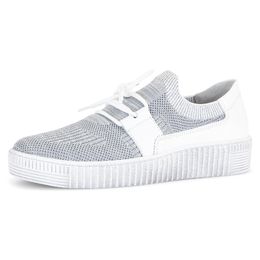 Slip-On Sneaker Gabor, Damen, Gr. 37, grau (grau, wei&szlig;), Kalbsleder, Textil, Schuhe Slip-On Sneaker, Slipper, Schlupfschuh, Plateausneaker mit Metallic-Effekten