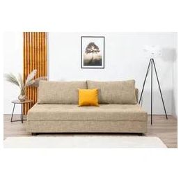 Schlafsofa Collection AB "Daria, B: 194 cm, Liegel. 147x194 cm", beige, B:194cm H:41cm T:90cm, 100%Polyester, Sofas, Schlafsofa, Bettfunktion, Bettkasten & 1 Zierkissen, Federkern