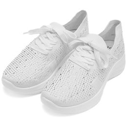 Slip-On Sneaker Ara "SEATTLE", Damen, Gr. 5,5 (38,5), wei&szlig;, Textil, Schuhe Slip-On Sneaker, Keilabsatz, Slipper, Freizeitschuh mit Strasssteinen, H-Weite