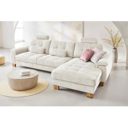 Ecksofa DIE PLANBAR "PP-LA19101 L-Form, Breite 316 cm", natur, B:316cm H:86cm T:177cm, 88% Polyester;12% Polyamid, Sofas, Ecksofa, wahlweise mit Bettfunktion und verstellbaren Kopfst&uuml;tzen, in Cord