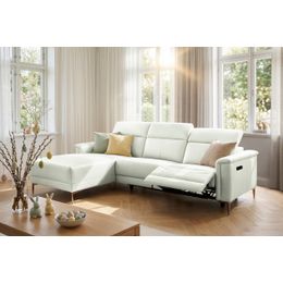Ecksofa OTTO HOME "LUND, L-Form, 261cm, man. o. elektr. Relaxfunktion (mit USB-A)", beige (creme), B:261cm H:97cm T:179cm, Echtleder 100% Echtleder;Kunstleder 100% Polyurethan, Sofas, Ecksofa, und Kopfteilverstellung