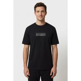 T-Shirt Napapijri "BOX LOGO", Herren, Gr. M, schwarz beauty, Jersey, Obermaterial: 100% Baumwolle, normal, Rundhals, Shirts T-Shirt, f&uuml;r sportliche Aktivit&auml;ten, Kurzarmdesign, Rundhalsausschnitt