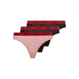 String HUGO UNDERWEAR "TRIPLET THONG DESIGN", Damen, Gr. M, 3 Stk., open pink 695, Jersey, Obermaterial: 95% Baumwolle, 5% Elasthan, Unterhosen String, wiederholendes Logo am Bund