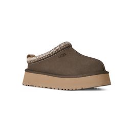 UGG Australia Hausschuh UGG "TAZZ", Herren, Gr. 6 (37), dunkelgr&uuml;n, Textil, Veloursleder, ethno, Schuhe Hausschuh, Clogs, Homeslippers, Pantoffel mit Textilband im Boho-Look