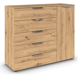 Schubkastenkommode Rauch "Kommode T&uuml;rkommode Sideboard Kombikommode FLIPP", eiche artisan, B:120cm H:100cm T:42cm, Holzwerkstoff, Sideboards, 1-t&uuml;rig mit 5 Schubladen und Soft-Close-Funktion