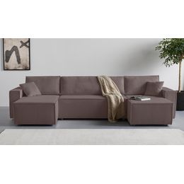 Wohnlandschaft OTTO HOME "CASSI L-Form, 311cm - OTTO. Verl&auml;ssliche Qualit&auml;t.", taupe, B:311cm H:79cm T:145cm, Sofas, Wohnlandschaft, Schlaffunktion (133/200), Bettkasten, Cord, Unser Tiefpreis