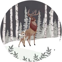 Fototapete Komar "Vlies selbstklebend - Bambi Great Prince - Gr&ouml;&szlig;e 125 x 125 cm", schwarz-wei&szlig; (schwarz, wei&szlig;, braun), B:125m L:125m, Vlies, Tapeten, Kinderzimmer