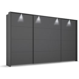 Schwebet&uuml;renschrank Rauch "Kleiderschrank Schrank Garderobe OTELI inkl. 3 Innenschubladen", grau (graumetallic), B:323cm H:233cm T:68cm, Holzwerkstoff, Schr&auml;nke, Schwebet&uuml;renschrank, inkl. Passepartout optional mit Beleuchtung MADE IN GERMANY