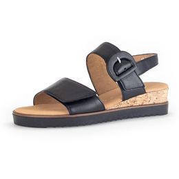 Keilsandalette Gabor "GENUA", Damen, Gr. 36, schwarz, Kalbsleder, unifarben, Schuhe Keilsandalette, Riemchensandale, Sommerschuh, Komfortschuh in Weite G (=weit)