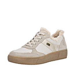 Plateausneaker Remonte, Damen, Gr. 37, beige (wei&szlig;, hellbeige), Leder, Textil, Veloursleder, Schuhe Plateausneaker, Schn&uuml;rschuh, Halbschuh mit wasserabweisender TEX-Membran