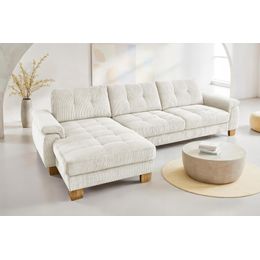 Ecksofa DIE PLANBAR "PP-LA19101 L-Form, Breite 316 cm", natur, B:316cm H:86cm T:177cm, 88% Polyester;12% Polyamid, Sofas, Ecksofa, wahlweise mit Bettfunktion und verstellbaren Kopfst&uuml;tzen, in Cord