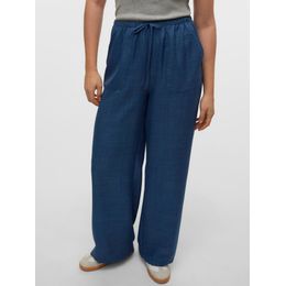V&eacute;ro Moda Schlupfhose VERO MODA "VMMELANEY HW LOOSE PANT WVN GA NOOS", Damen, Gr. XL (42), N-Gr, blau (schwarz denim detail:melange), Web, Obermaterial: 100% Polyester, meliert, loose fit lang, Hosen Schlupfhose, Kunstfaser, loose fit