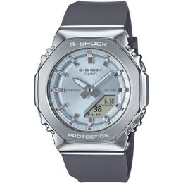 Chronograph Casio G-SHOCK, grau (grau, hellblau), Armbanduhren, Damen, Chronograph, Quarzuhr, Armbanduhr, Damenuhr, Herrenuhr, Stoppfunktion, Resinband