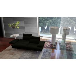 3-Sitzer Calia italia "Toby Wing, 208 cm breit, Designsofa mit hohem Sitzkomfort", schwarz (nero antares), B:208cm H:90cm T:113cm, Leder ANTARES (100% Leder), Sofas, inklusive Sitztiefenverstellung, F&uuml;&szlig;e in Chrom gl&auml;nzend