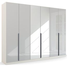 Dreht&uuml;renschrank Rauch "Kleiderschrank Schrank Garderobe Ankleide MODERN BY QUADRA SPIN", wei&szlig; (alpinwei&szlig;, glas kristallwei&szlig;), B:271cm H:210cm T:54cm, Holzwerkstoff, Schr&auml;nke, Dreht&uuml;renschrank, mit Spiegel und hochwertiger Glasfront, Stangengriff MADE IN GERMANY