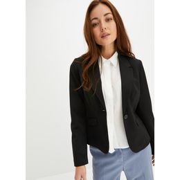 Kurzblazer bonprix "Kurzblazer", Damen, Gr. 38, schwarz, Obermaterial: 95% Polyester, 5% Elasthan. Futter: 100% Polyester, festlich, slim fit, Blazer Kurzblazer, eleganter Stil, Slim Fit, aus Polyester und Elasthan