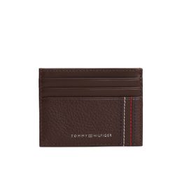 Kartenetui Tommy Hilfiger "TH CENTRAL CC HOLDER", Damen, kaffeebraun, Leder, unifarben, Basic, Kleinlederwaren Kartenetui, Unisex, Minigeldbeutel, Portemonneai mit Logoschriftzug