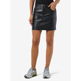 Lederrock Noisy may "NMKATE NW PU SKIRT NOOS", Damen, Gr. XS, schwarz, Obermaterial: 100% Polyester, unifarben, regular fit ca. Mitte Oberschenkel, R&ouml;cke Lederrock