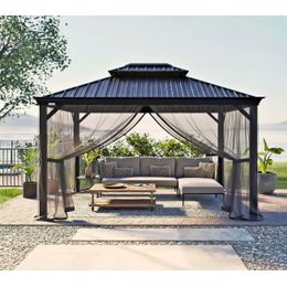 Pavillon Sojag "Messina 10x12", grau (anthrazit, anthrazit), B/H/T: 298cm x 292cm x 363cm, Pavillons, Pavillon, BxT: 298x363 cm