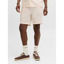 Jack & Jones Shorts JACK & JONES "JPSTJAIDEN WAVY JOGGER SHORTS REG SN", Damen, Gr. L, N-Gr, cloud dancer, Web, Obermaterial: 100% Baumwolle, unifarben, relaxed fit kniefrei, Hosen Shorts, Baumwolle, locker geschnitten