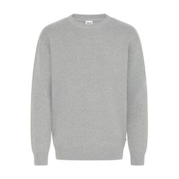 !Solid Strickfleece-Pullover SOLID "Strickpullover SDFinnetado", Herren, Gr. L, grau (griffin melange), Obermaterial: 70% Baumwolle CO recyc.. 30% Polyester Pol. recyc.., Pullover Strickfleece-Pullover