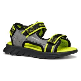 Sandale Geox "J SANDAL AIRADYUM BO", Jungen, Gr. 28, grau (grau, gr&uuml;n), Synthetik, Textil, Schuhe Sandale, Trekking Sandale, Sommerschuh, Klettschuh mit farbiger Innensohle