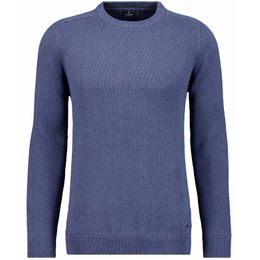Rundhalspullover Ragman, Herren, Gr. 56, blau (blau, melange, 782), Strick, 100% Baumwolle, Rundhals, Pullover Rundhalspullover
