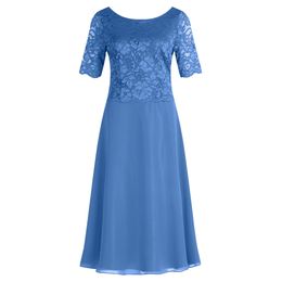 Cocktailkleid Vera Mont "Cocktailkleid mit Spitze", Damen, Gr. 36, EURO, blau (paris blau), Obermaterial: 100% Polyester Pol. recyc.., Kleider Cocktailkleid