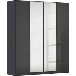 Dreht&uuml;renschrank OTTO HOME "Kleiderschrank Schrank Garderobe AGORDO mit Dekor- oder Hochglanzfront", grau (graumetallic, effektgrau hochglanz), B:181cm H:210cm T:54cm, Holzwerkstoff, Schr&auml;nke, Dreht&uuml;renschrank, durchdachte Innenausstattung, in 8 Breiten und 2 H&ouml;hen MADE IN GERMANY