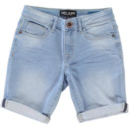 Shorts Cars Jeans "Kids SEATLE Short", Jungen, Gr. 8 (122), N-Gr, blau (bleached used), Web, Obermaterial: 86% Baumwolle, 13% Polyester, 1% Elasthan, Abriebeffekte, regular fit, Hosen Shorts