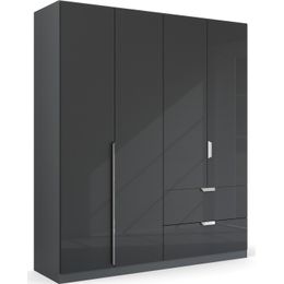 Dreht&uuml;renschrank Rauch "Kleiderschrank Schrank Garderobe Ankleide GLAMOUR BY QUADRA SPIN", grau (graumetallic, hochglanz effektgrau), B:181cm H:210cm T:54cm, Holzwerkstoff, Schr&auml;nke, Dreht&uuml;renschrank, mit eleganter Hochglanzfront und Stangengriff MADE IN GERMANY