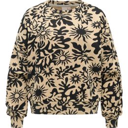 Rundhalspullover Ragwear "Sweater Wuss Print", Damen, Gr. XXL, beige (sand), Obermaterial: 70% Baumwolle CO. 30% Polyester PES., Rundhals, &Auml;rmel ohne &Auml;rmelschlitz Rippb&uuml;ndchen, Pullover Rundhalspullover