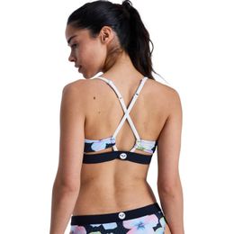 Bandeau-Bikini-Top Roxy "Roxy Active", Damen, Gr. M, Cup B, anthrazit im fleur real, Obermaterial: 75% Nylon, 25% Elasthan;, Bikini-Oberteile Bandeau-Bikini-Top
