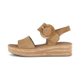 Keilsandalette Gabor, Damen, Gr. 44, dunkelbraun, Ziegenveloursleder, unifarben, Schuhe Keilsandalette, Riemchensandale, Sommerschuh mit modischer Zierschnalle