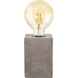 Eglo Tischleuchte "PRESTWICK Tischlampe, Grau, Keramik, Beton-Optik, ohne Lampenschirm", grau, 1, H: 13cm, Leuchten, Nachttischlampe, Deko, E27, Industrial, Schalter am Kabel, 9x9x13 cm, Tischleuchte