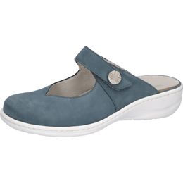 Waldl&auml;ufer Clog WALDL&Auml;UFER "HERIA", Damen, Gr. 5 (38), jeansblau, Nubukleder, unifarben, Basic, Schuhe Clog, Hausschuh, Sommerschuh, Klettschuh in Komfortweite H (= sehr weit)