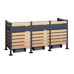 M&uuml;lltonnenbox WESTMANN "Planum", grau (anthrazit, holzoptik), B:90cm H:120cm T:250cm, Stahl, Aufbewahrungsboxen, M&uuml;lltonnenbox, Platz f&uuml;r 3 M&uuml;lltonnen ja 240 L