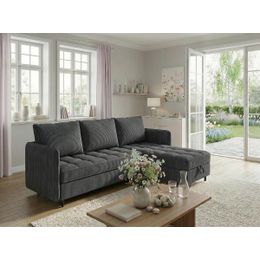 Ecksofa DOREL HOME "LINDHUS, L-Form, verschiedene Stellvarianten, Modulsofa", grau (anthrazit), B:194cm H:80cm T:130cm, 93% Polyester, 7% Nylon, Sofas, Ecksofa, Recamiere, Stauraum, Cord und Chenille-Bezug
