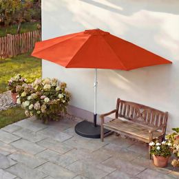 MCW Sonnenschirm halbrund Lorca, Halbschirm Balkonschirm, UV 50+ Polyester/Alu 3kg ~ 300cm terracotta mit St&auml;nder