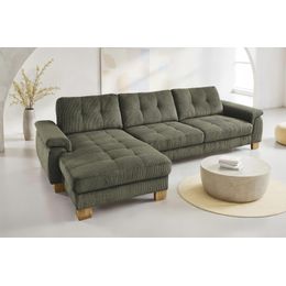Ecksofa DIE PLANBAR "PP-LA19101 L-Form, Breite 316 cm", forest, B:316cm H:86cm T:177cm, 88% Polyester;12% Polyamid, Sofas, Ecksofa, wahlweise mit Bettfunktion und verstellbaren Kopfst&uuml;tzen, in Cord