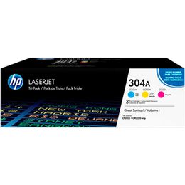 HP Tonerpatrone "HP original Toner 304A - 3er Pack Cyan/Magenta/Yellow", bunt (cyan, magenta, gelb), Tonerpatronen, Tonerpatrone